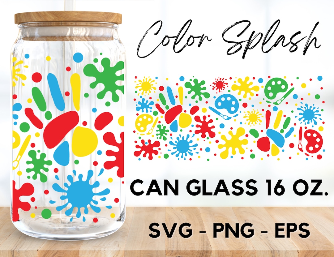 Color Splash Painter Glass Wrap Svg Teacher Svglibbey 16 Oz - Etsy