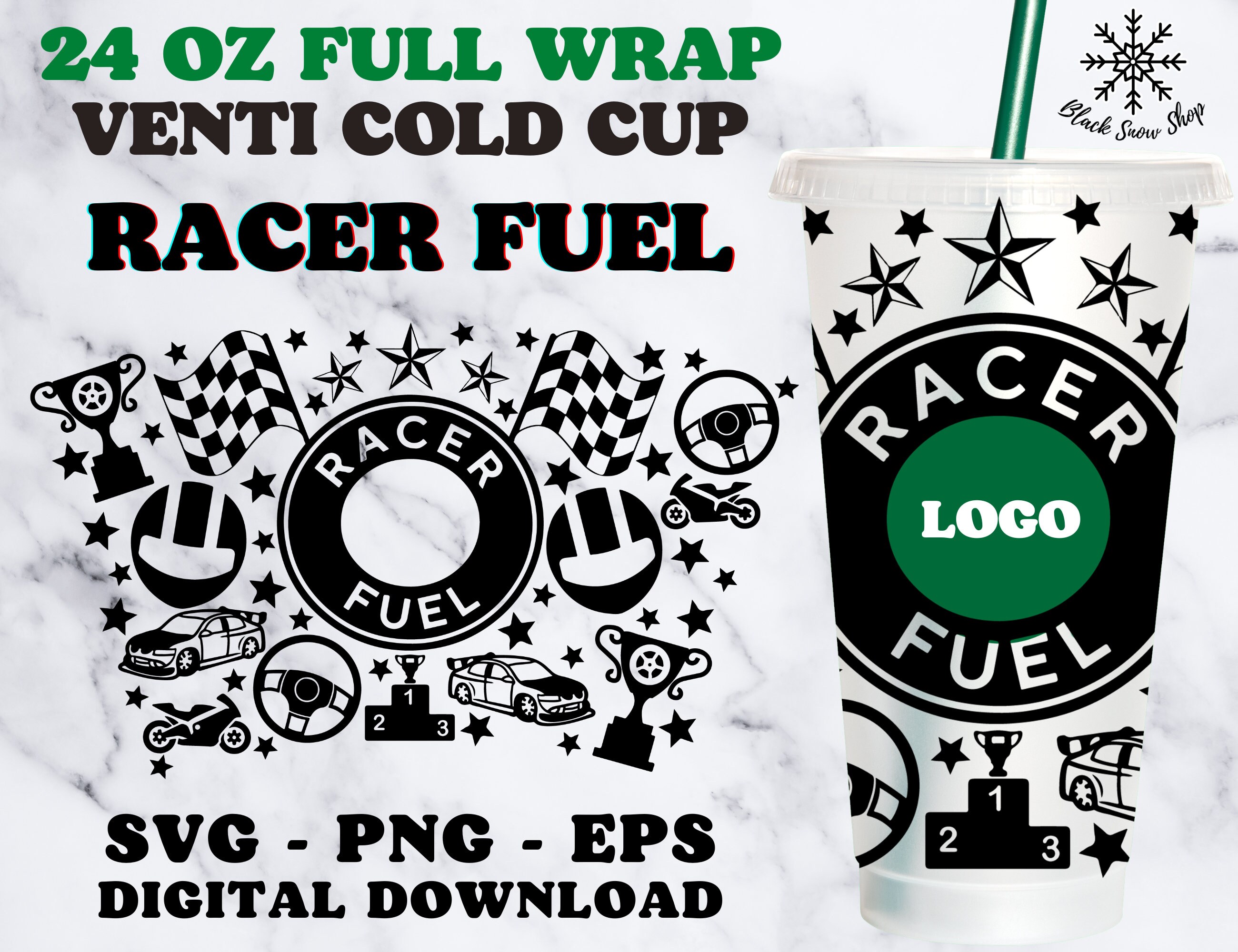 Racer Fuel Wrap Venti Cold 24 Oz Cup Svgventi Full Wrap - Etsy