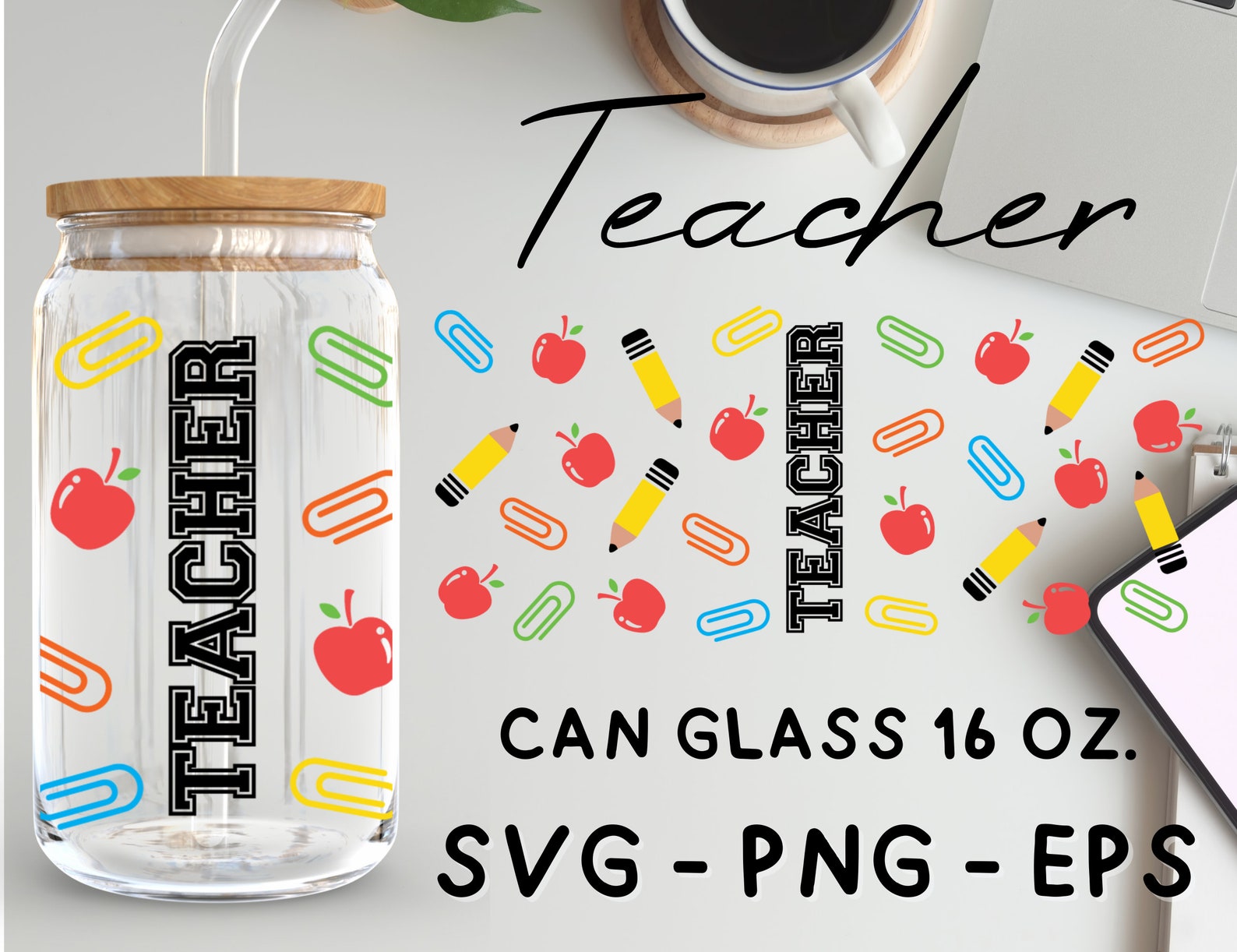 Teacher Glass Wrap Svg Teacher Svglibbey 16 Oz Beer Can - Etsy