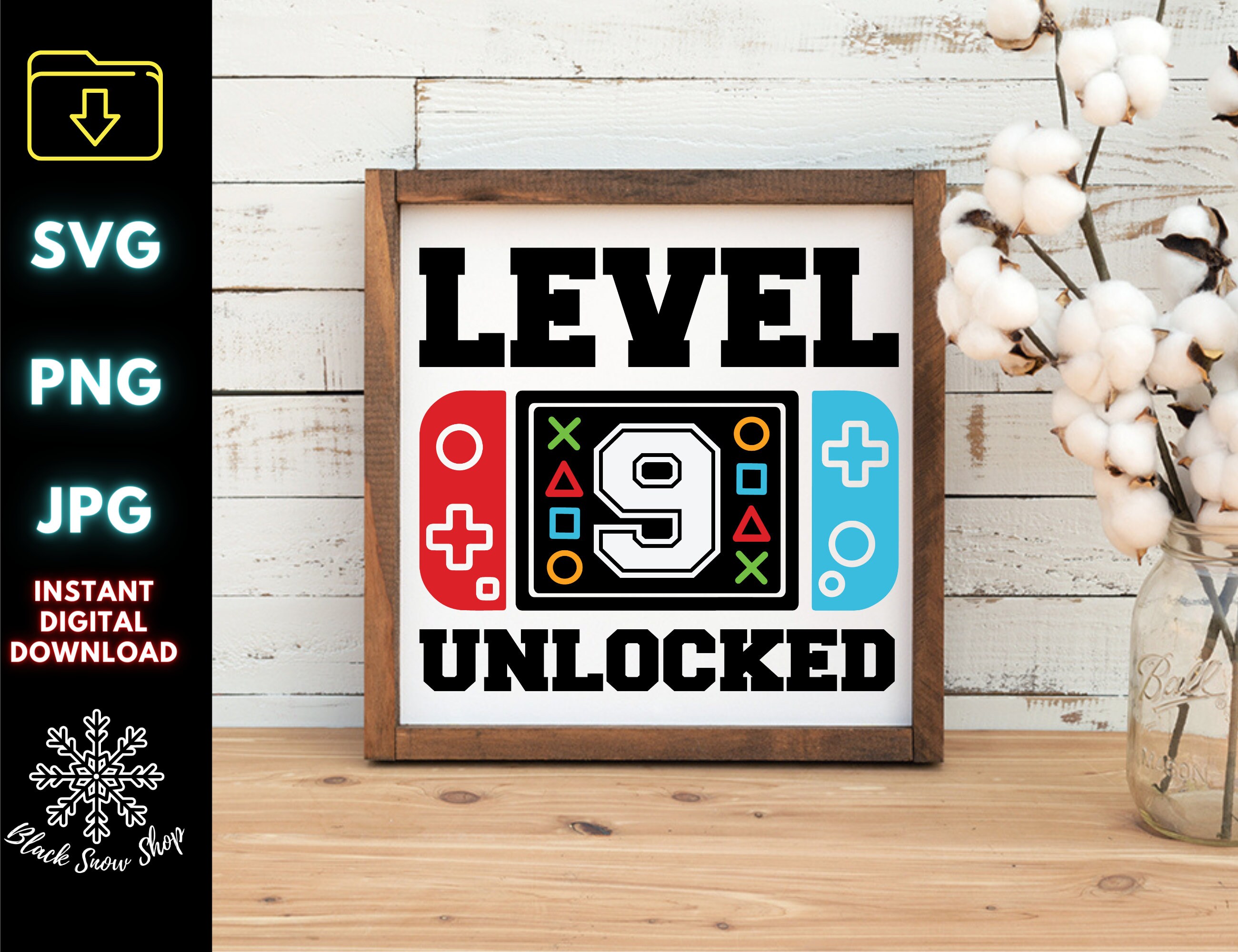 Level Nine Unlocked Birthday Boybirthday Girl Gamer 9 | Etsy