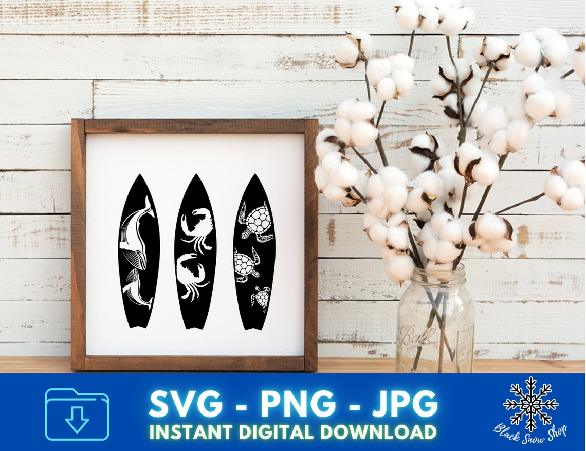 Ocean Surf Board Bundle SVG Instant Digital Download for - Etsy