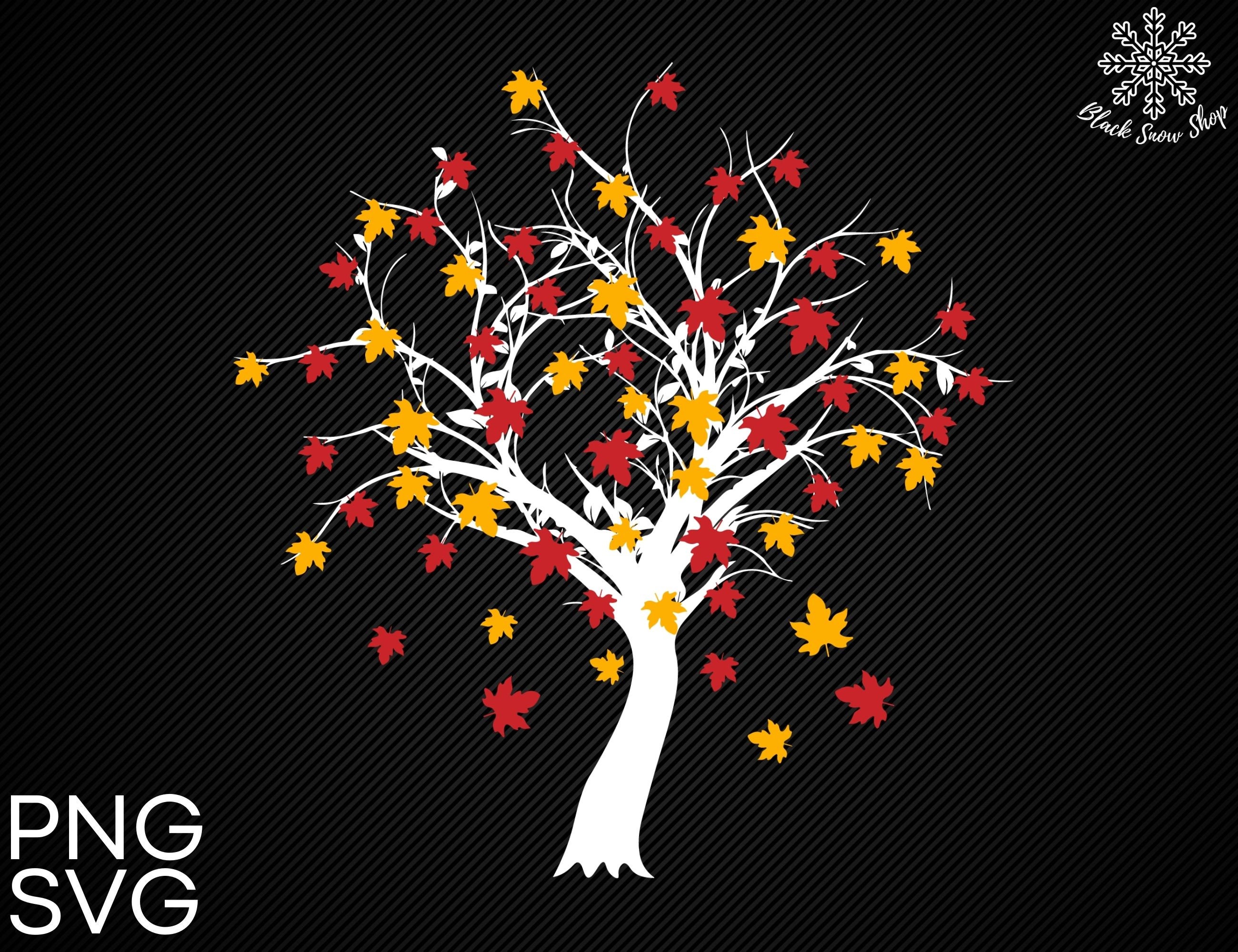 Fall Tree Svg,fall Shirt Svg ,blowing Leaves Svg,autumn Tree Clipart ...