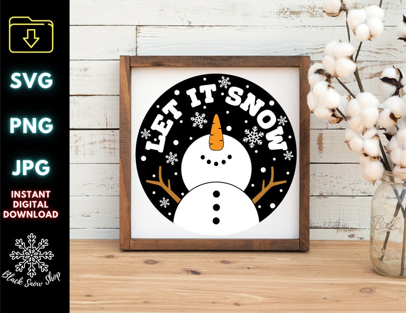 Let It Snow Snowman Svgwinter Svg Round Christmas Svgwinter - Etsy