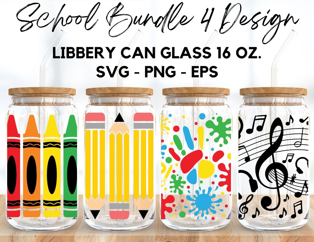 School Bundle Glass Wrap Svg, School Svg,teacher Svg,libbey 16 Oz Beer ...