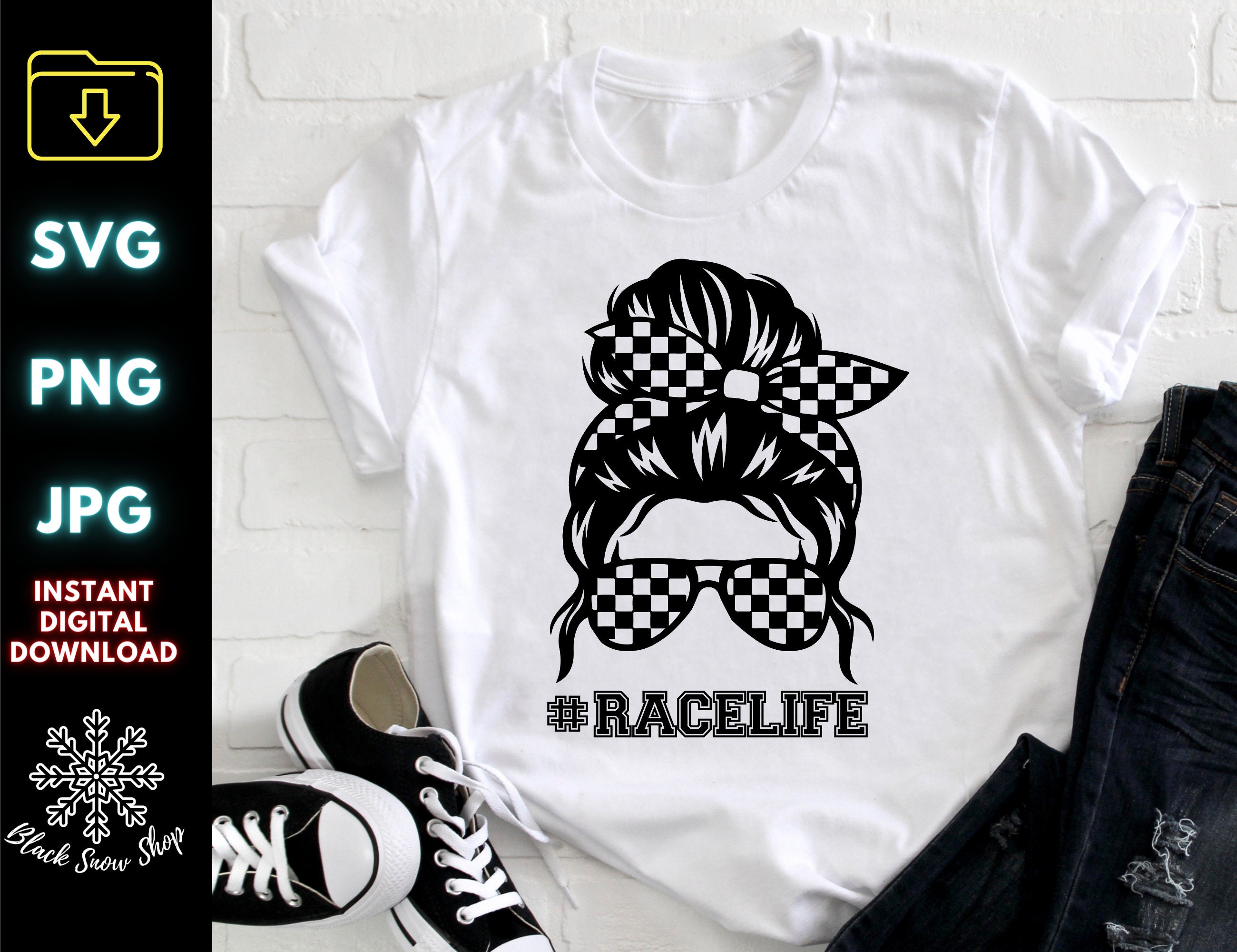 Race Life Messy Bun Svg Messy Bun SVG Racing Life - Etsy