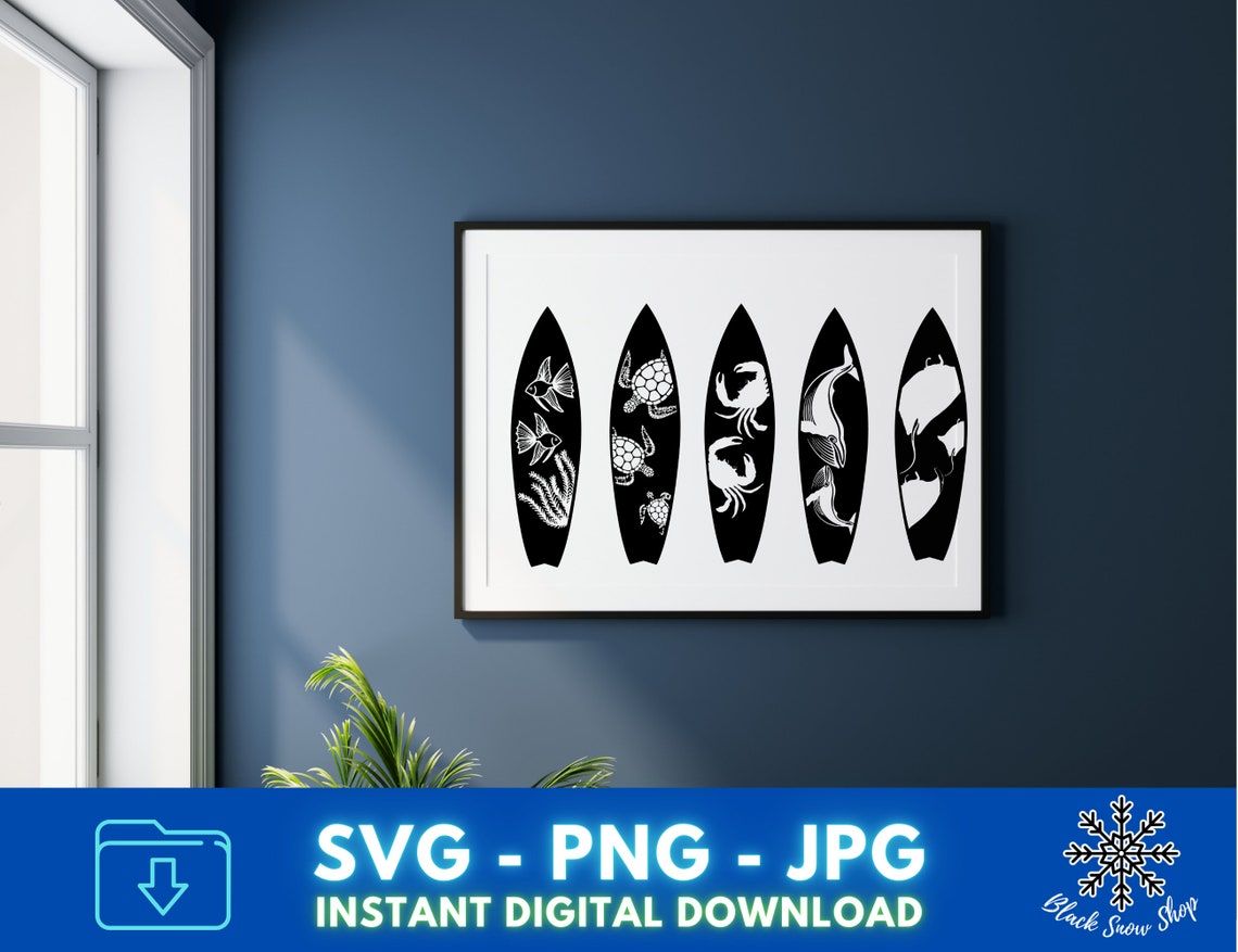 Ocean Surf Board Bundle SVG Instant Digital Download for - Etsy