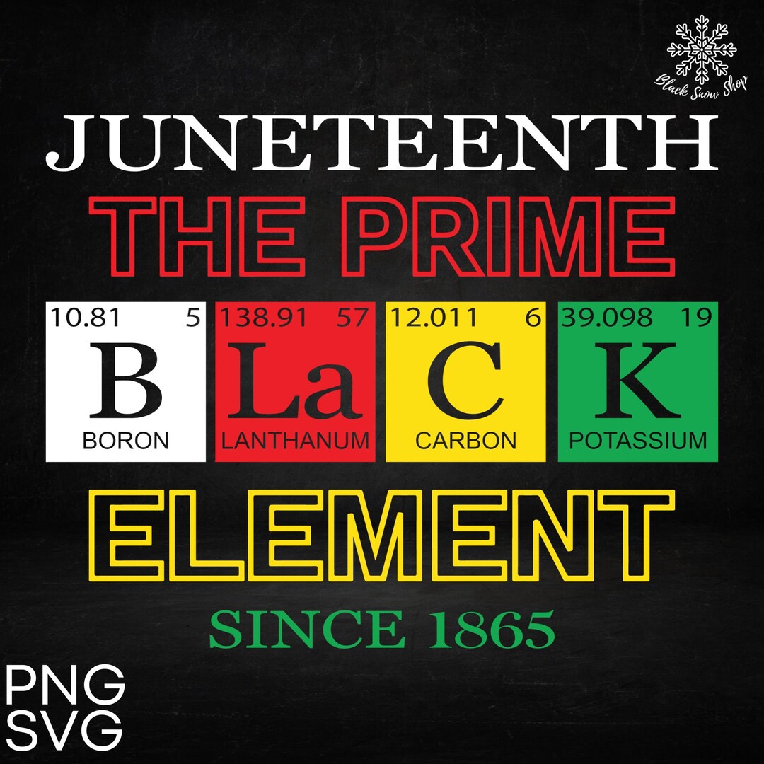 Juneteenth Black the Prime Element 1865 Svg,black Periodic Table ...