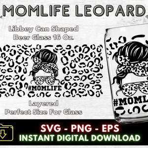 Mom Life Leopard Glass Wrap Svg Cheetah Glass Svglibbey 16 - Etsy