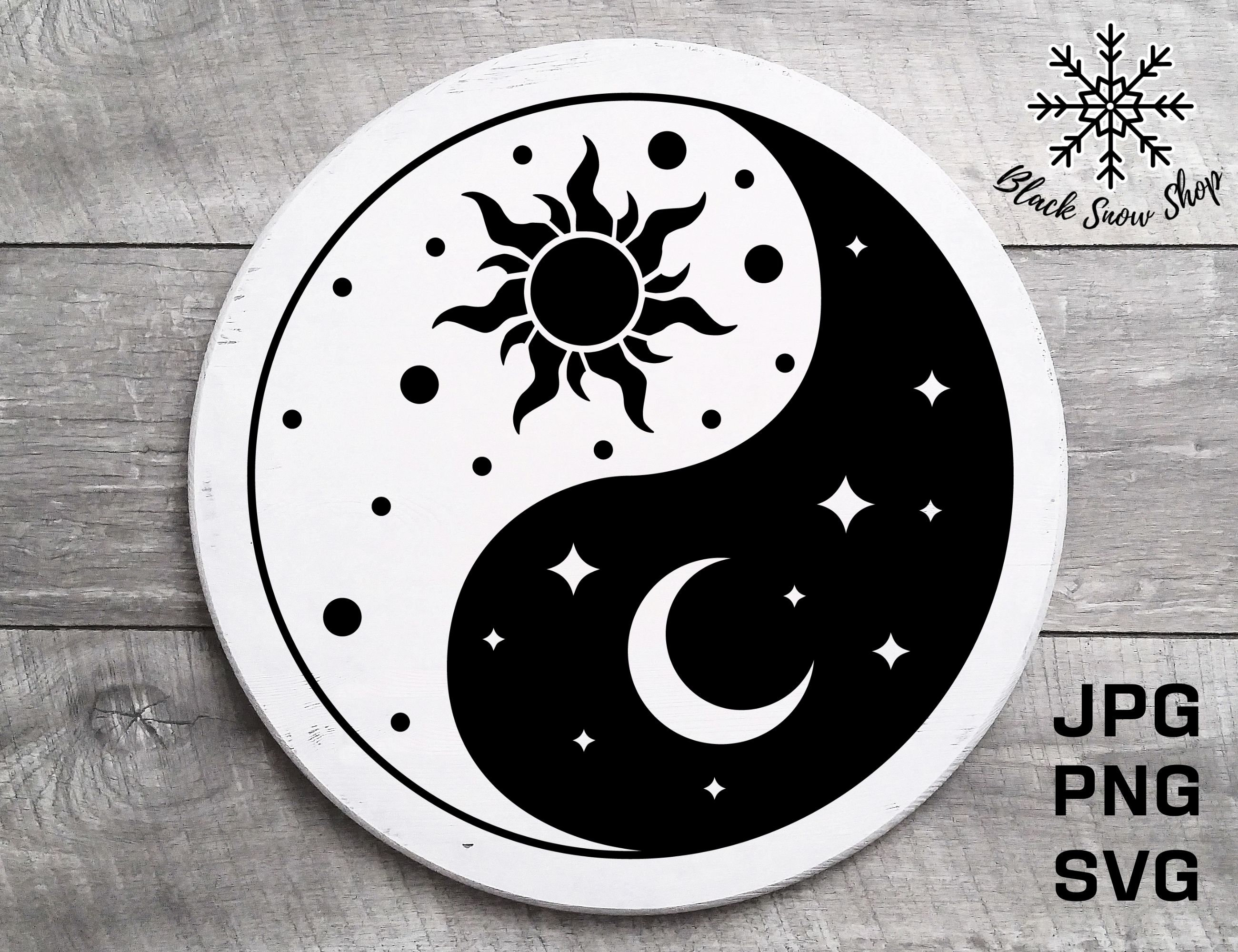 Sun Moon Yin And Yang Drawing