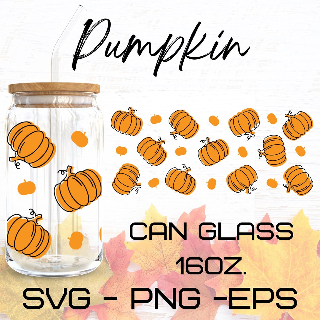 Pumpkin Glass Wrap Svg,pumpkin Svg, Halloween Svg,libbey 16 Oz Beer Can ...