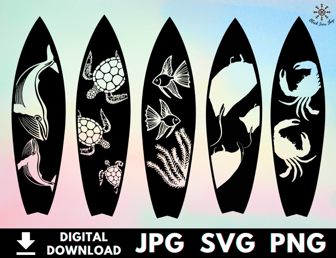 Ocean Surf Board Bundle SVG Instant Digital Download for - Etsy