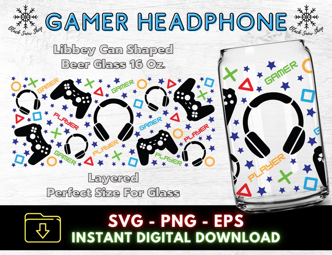 Gamer Headphone Glass Wrap Svg Game Svgcoffee Svglibbey 16 - Etsy