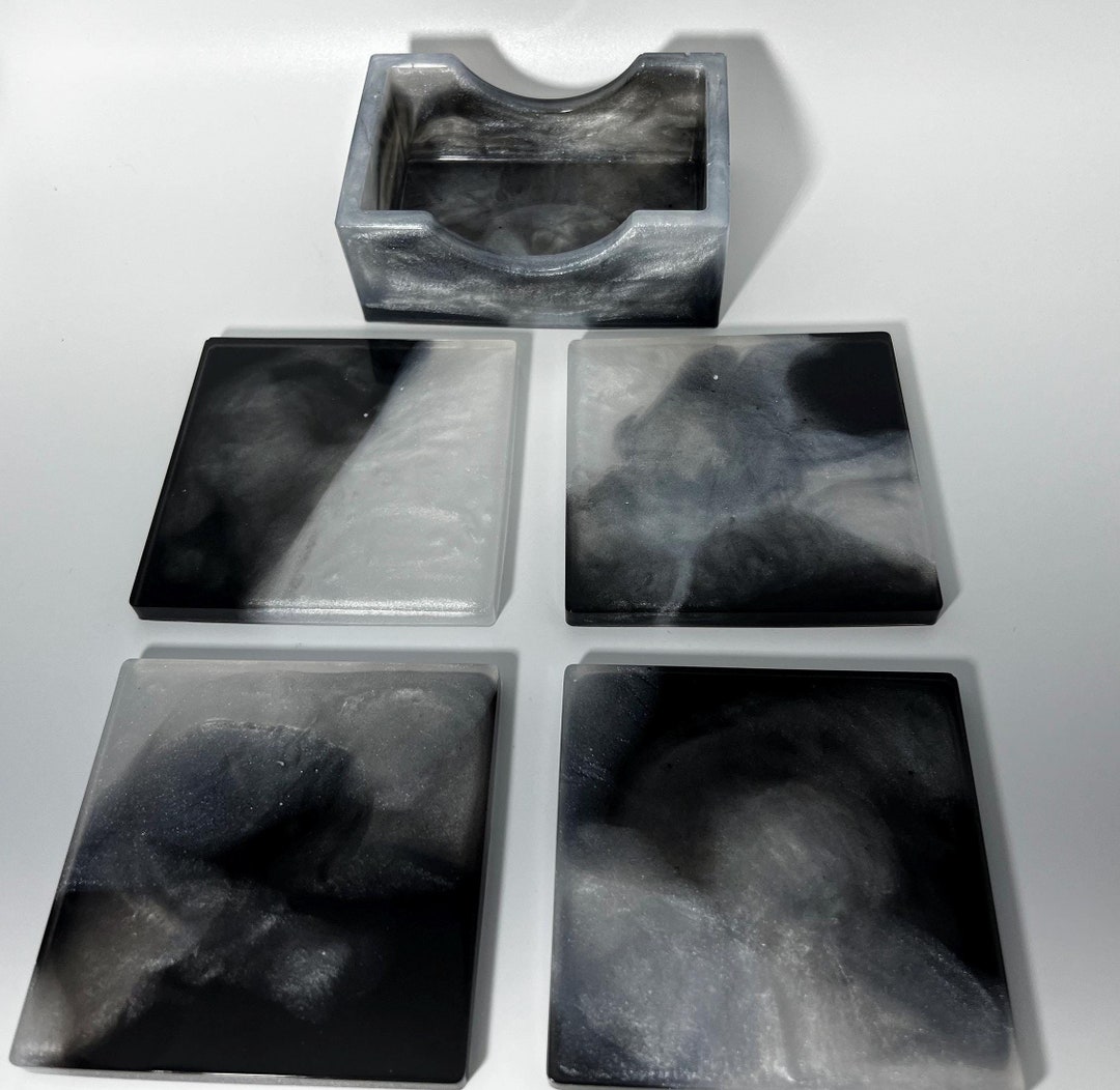 Resin Coaster Set Custom Made - (set of 4 and Holder ) 3.5x3.5 Inch ...