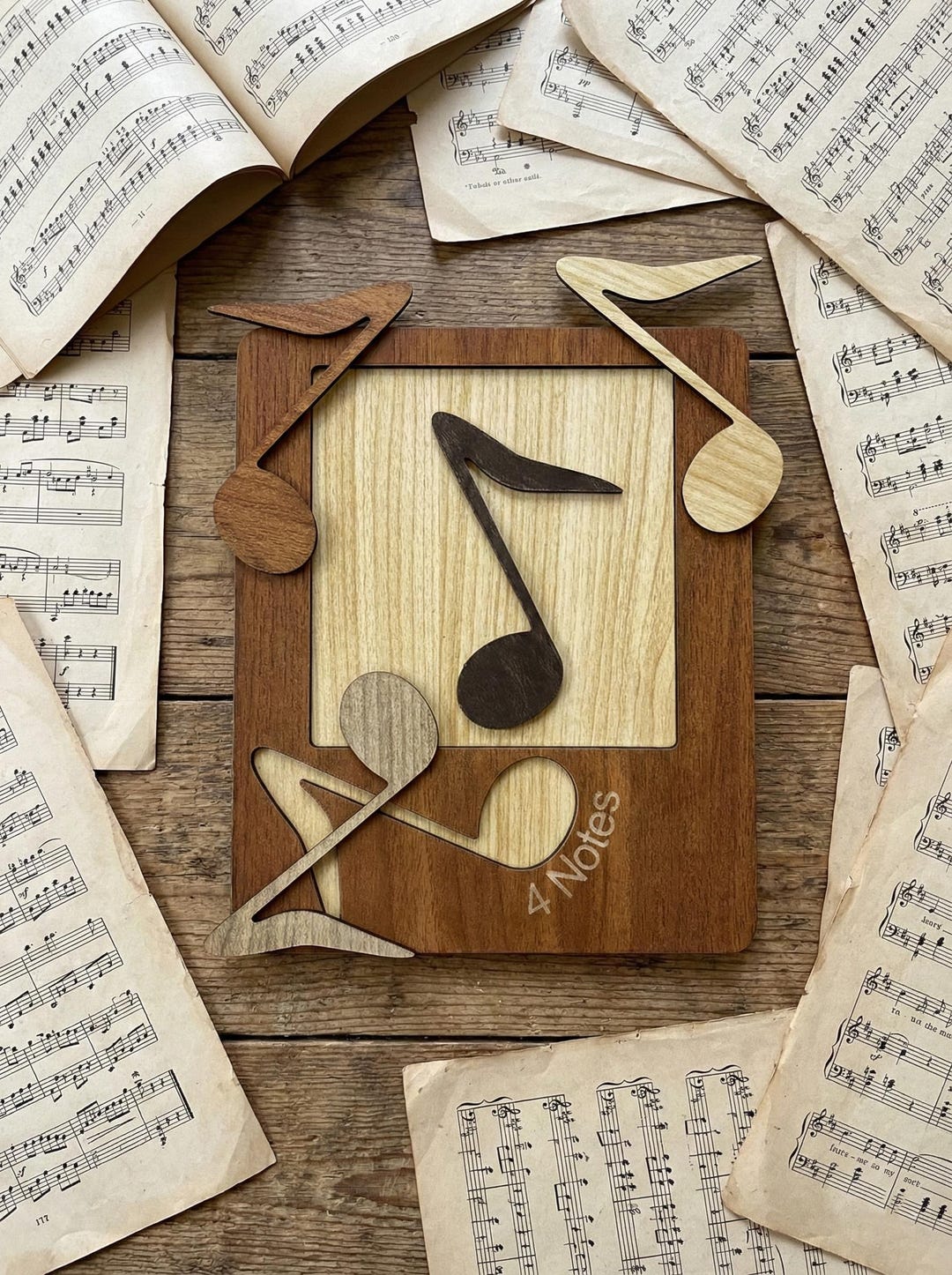 Wooden Music Note Packing Puzzle, "4 Notes" Brain Teaser, Musician Gift ...