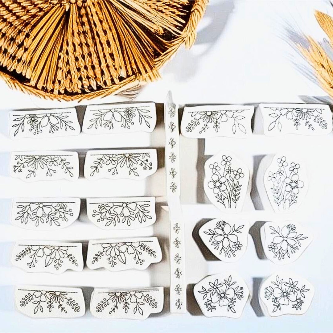 20-piece Wildflower Stitch and Stick Embroidery Patterns Water-soluble ...