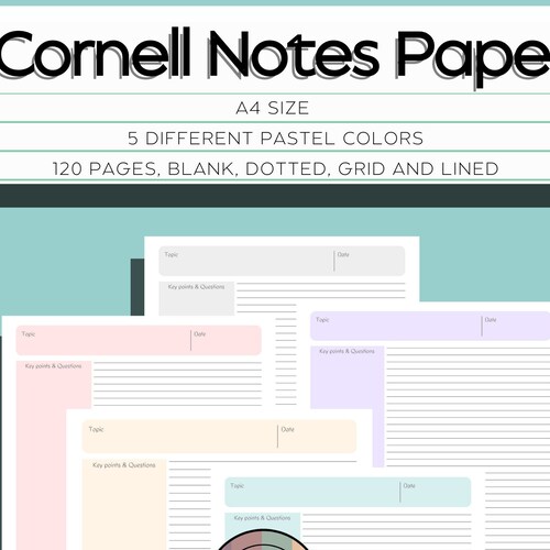 Printable Cornell Notes Method Templates Various Template - Etsy