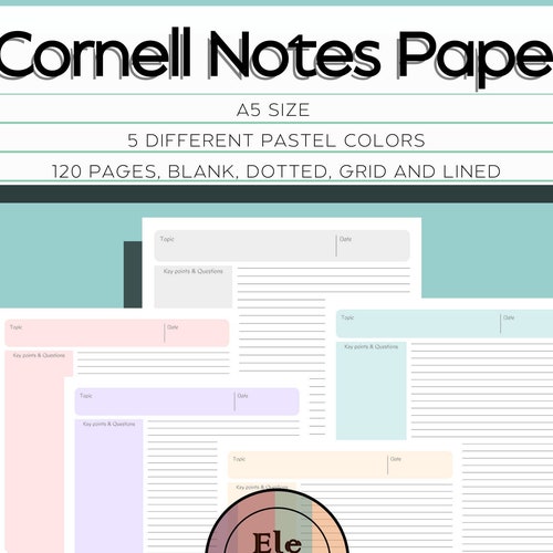 Cornell Notes Method Paper Pages Student Planner Digital - Etsy
