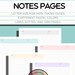 Notes Paper Pages in 5 Pastel Colors Line Grid Dot Template Letter Size ...