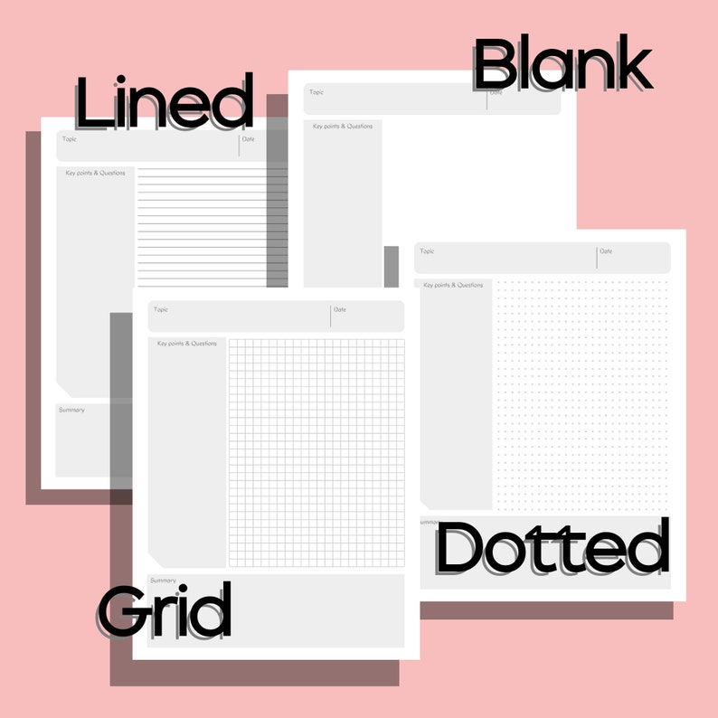 Cornell Notes Method Paper Pages, Student Planner Digital Download ...