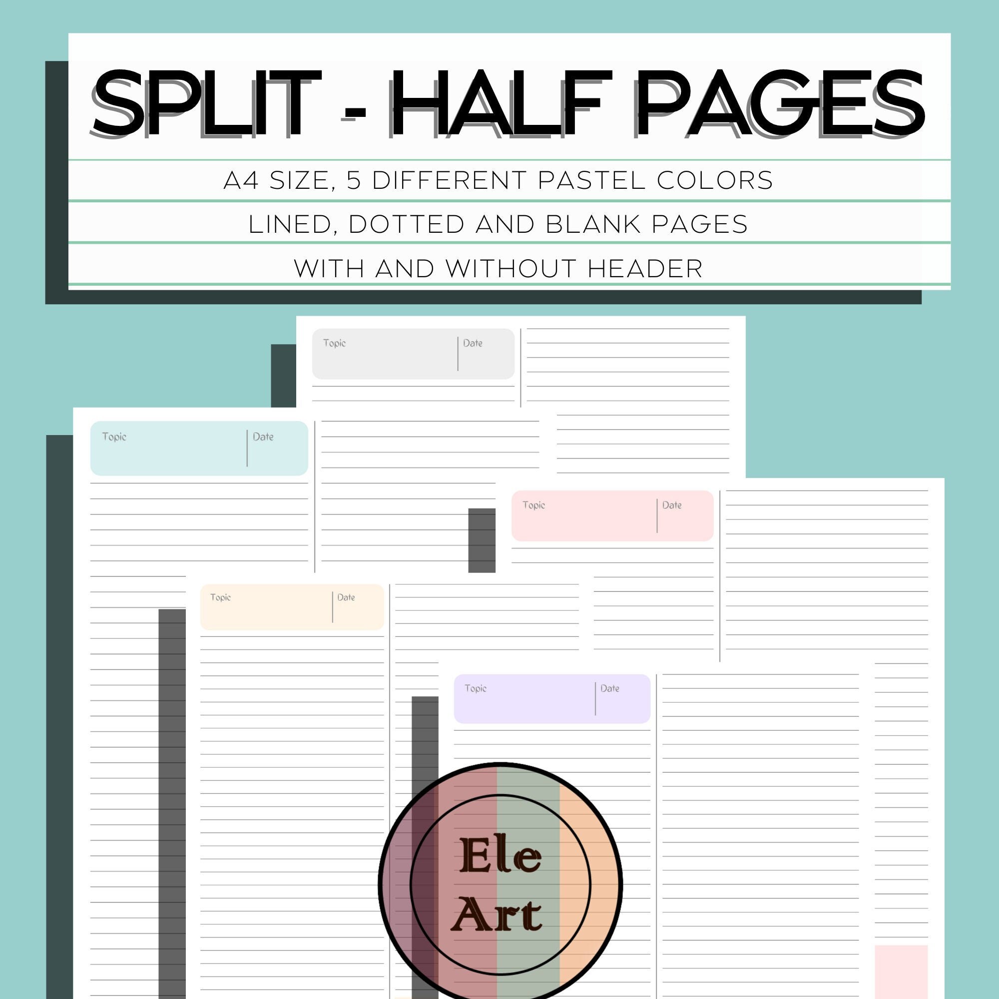 Split Half Notes Method Paper Pages, Student Planner Digital Download ...