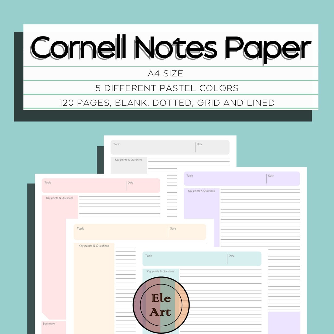 Cornell Notes Method Paper Pages, Student Planner Digital Download ...