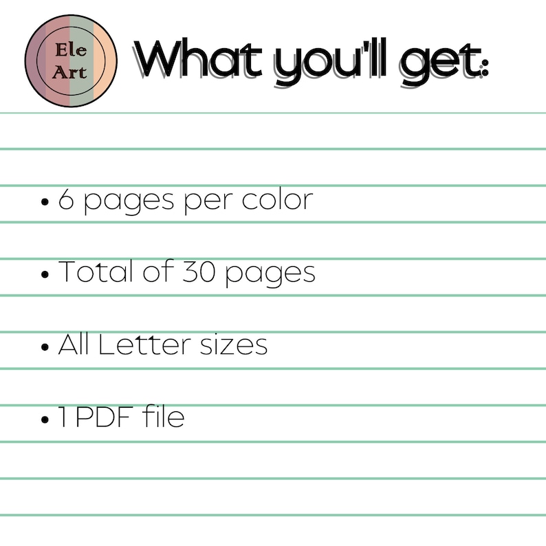 Notes Paper Pages in 5 Pastel Colors Line Grid Dot Template Letter Size ...