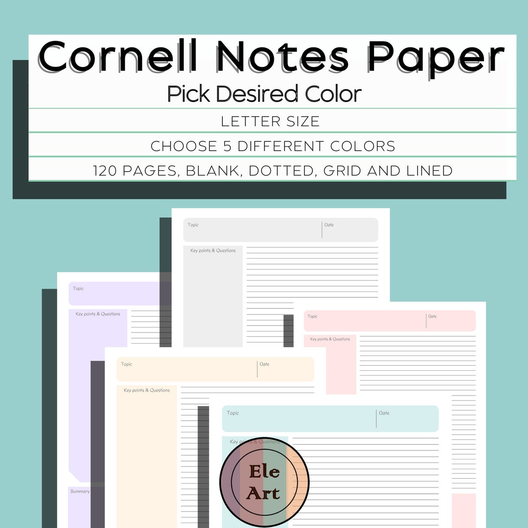 Cornell Notes Method Paper Pages, Student Planner Digital Download ...