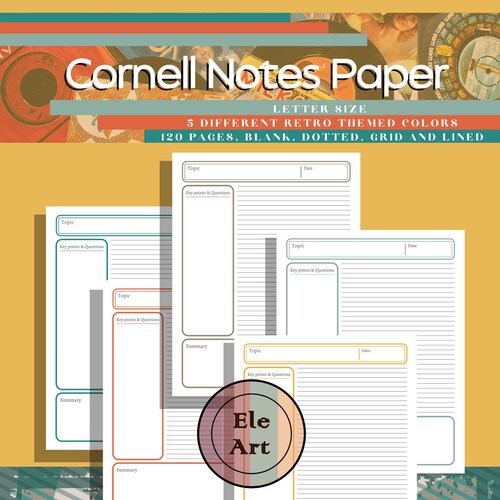 Printable Cornell Notes Method Templates Various Template - Etsy