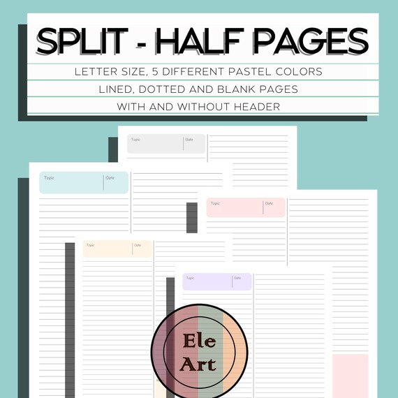 Split Half Notes Method Paper Pages Student Planner Digital | Etsy