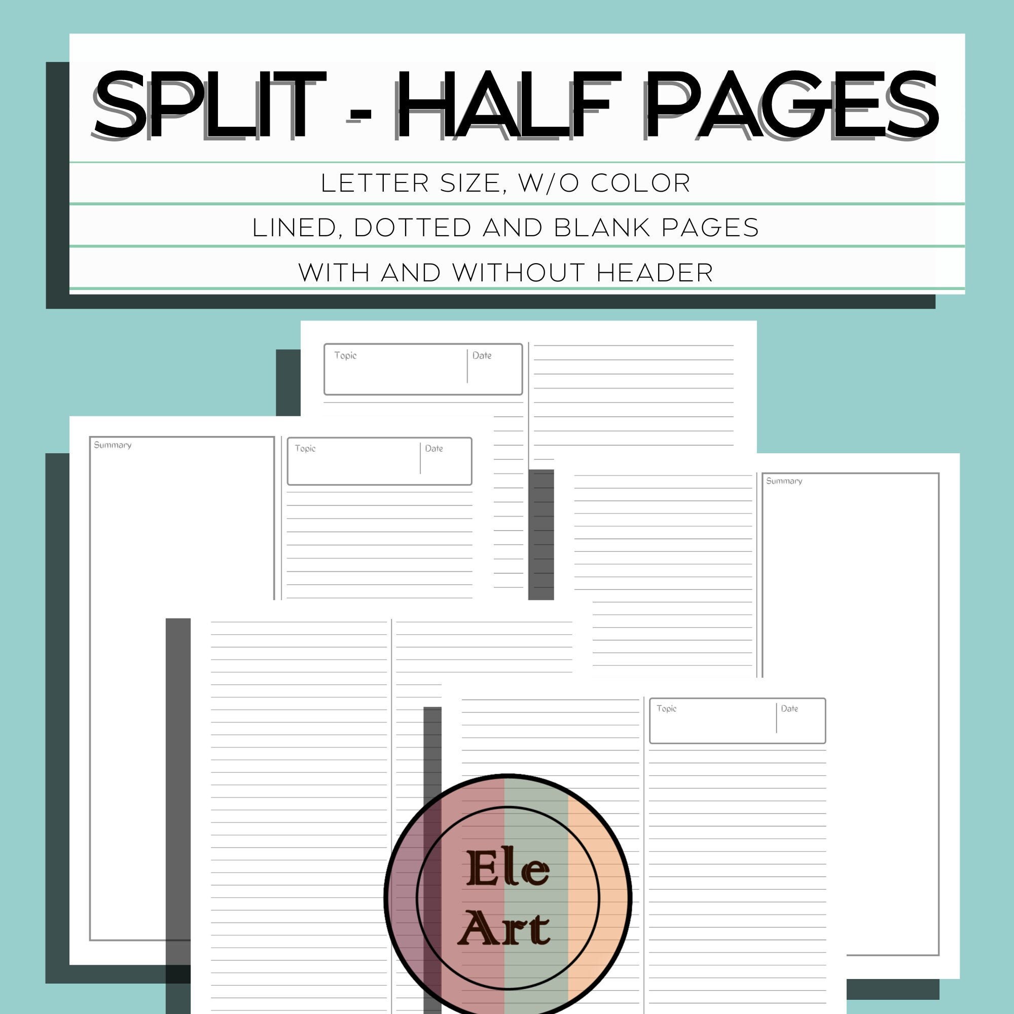 Split Half Notes Method Paper Pages, Student Planner Digital Download ...