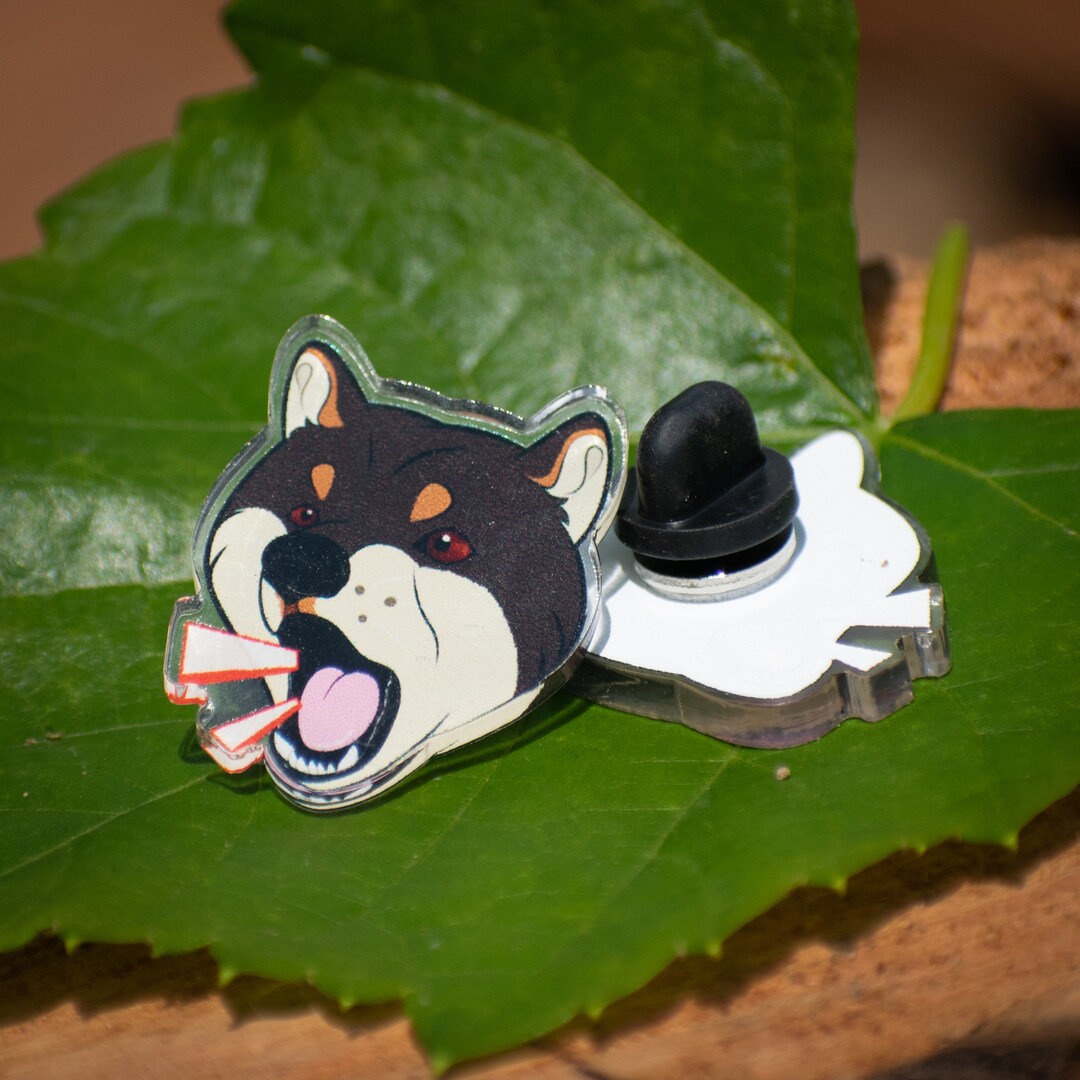 Screaming Shiba-inu Acrylic Pin Black and Tan Shiba Inu, Doge, Cute ...
