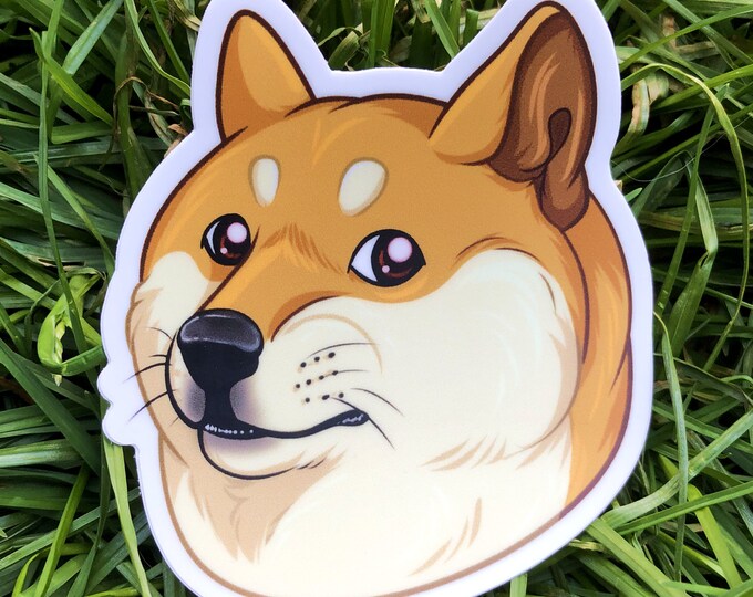 Dogecoin Shiba Inu Dog With Sunglasses Meme Bumper Rainbow Sticker ...