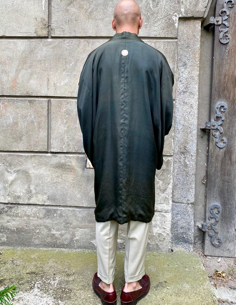 Mens Vintage Japanese Silk Kimono Nagagi Juban Haori Hand Painted Art ...