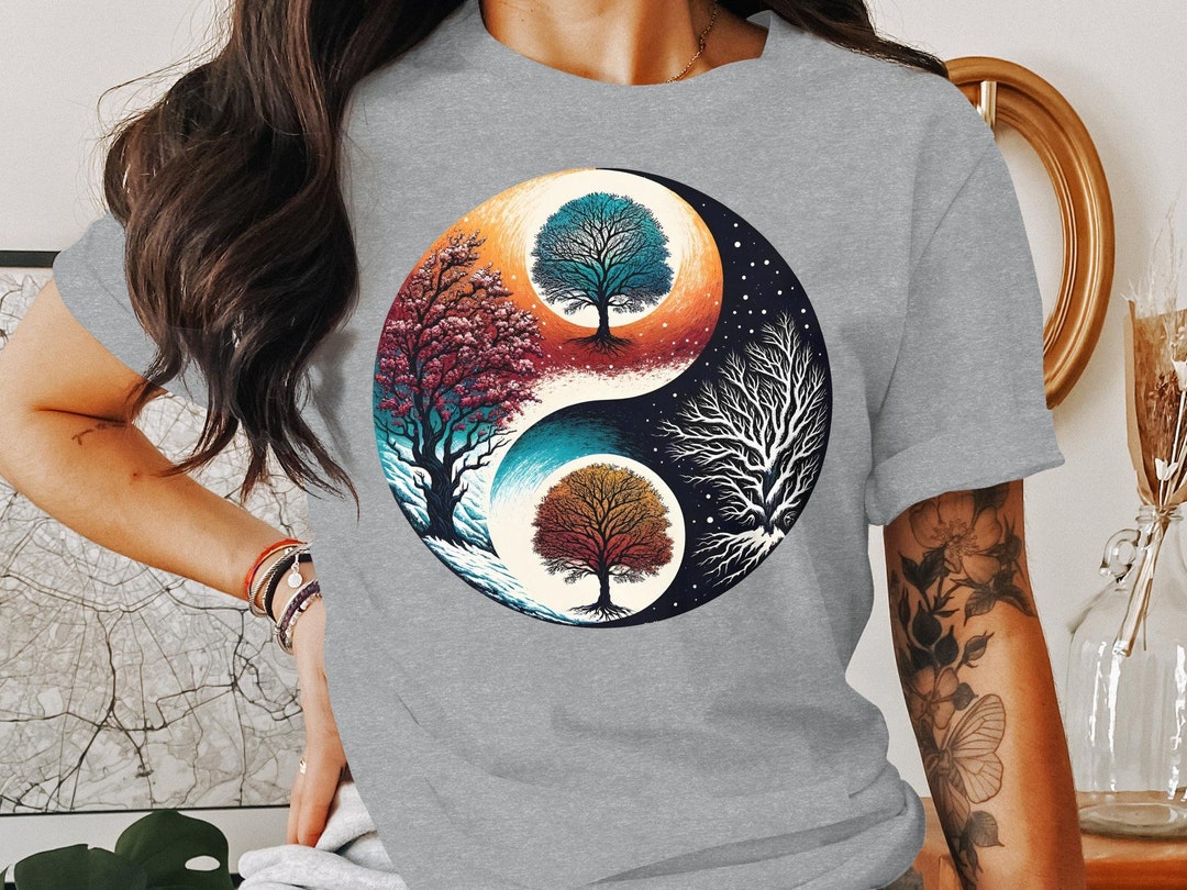 Four Seasons Tree of Life Shirt, Nature Cycle Tee, Artistic Yin Yang ...