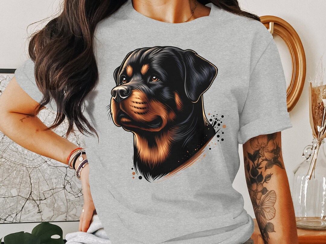 Noble Rottweiler Portrait Tee, Loyal Guardian Rottie Shirt, Dog Lover's ...
