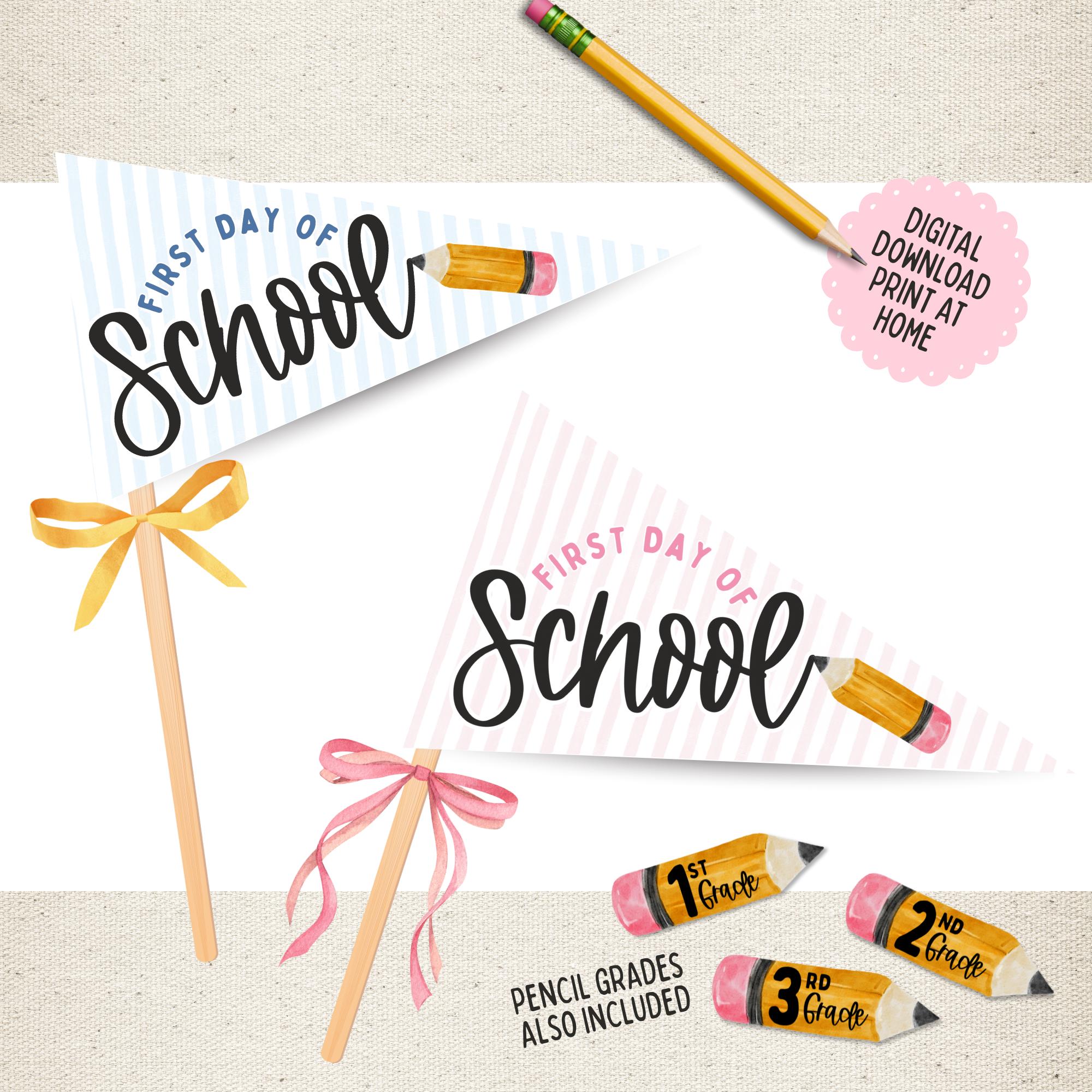 First and Last Day of School Pennant Flag Printable | Grade Sign | Back ...
