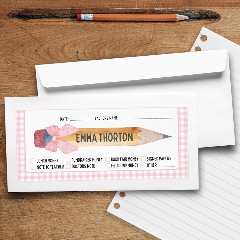 Personalized Back to School Envelope Printable | Digital File | Blue ...