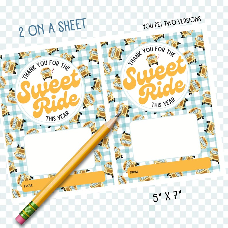 Bus Driver Gift Card Holder Printable – “thanks for the Sweet Ride ...