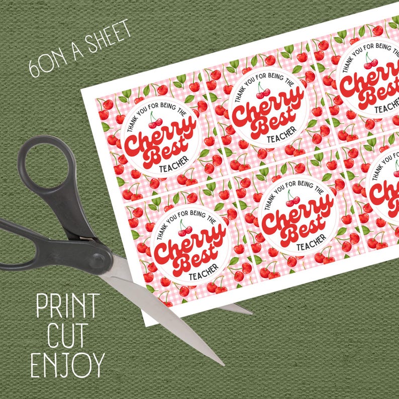 Cherry-themed Teacher Gift Tags | Digital Download | Print at Home ...