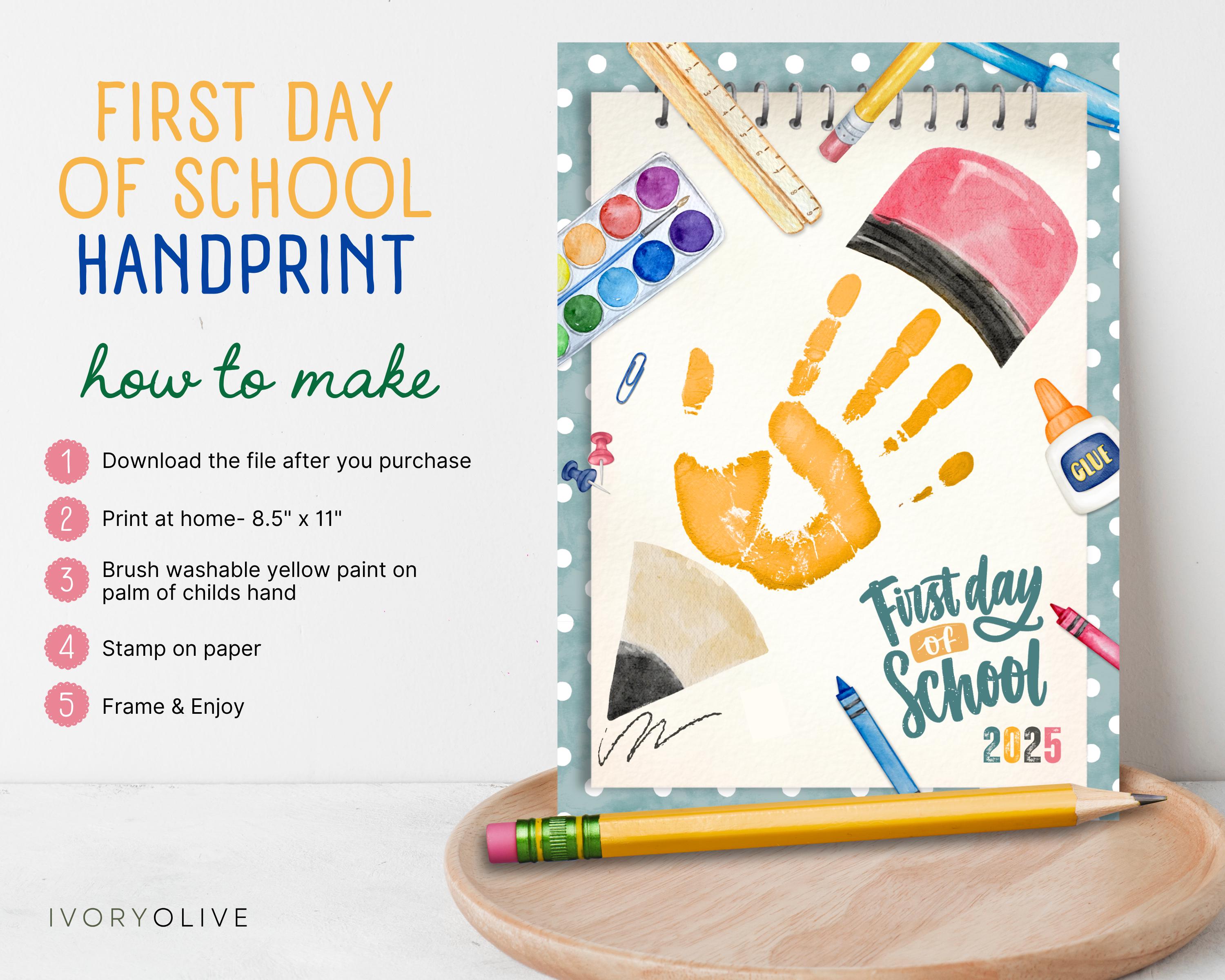 First Day of School Handprint Craft – Pencil Keepsake Printable for ...