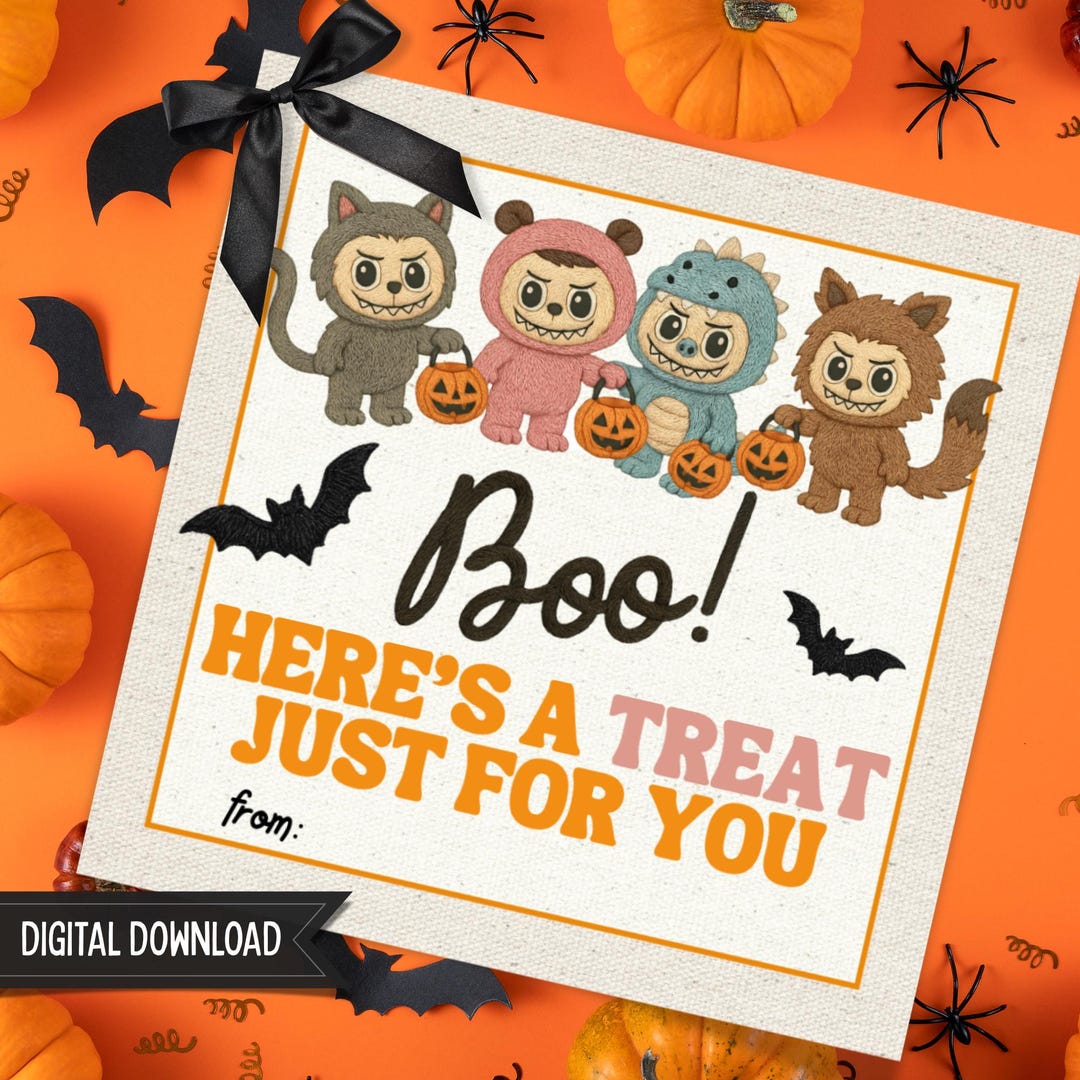 Printable Halloween Monster Gift Tags – Faux Embroidered Costume Tags ...