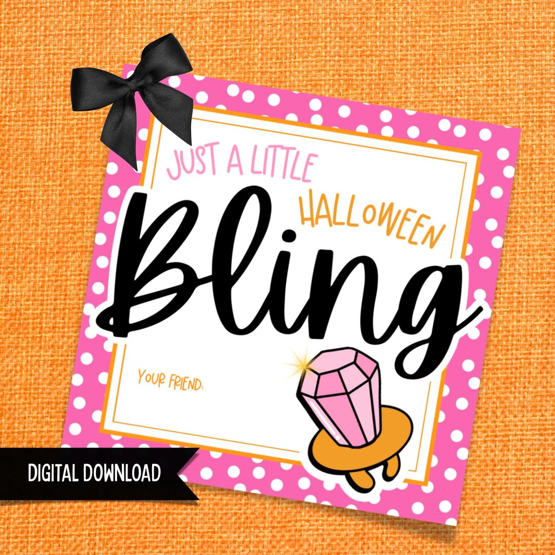 Printable Halloween Gift Tags | Halloween Bling Candy Ring Tags | Trick ...
