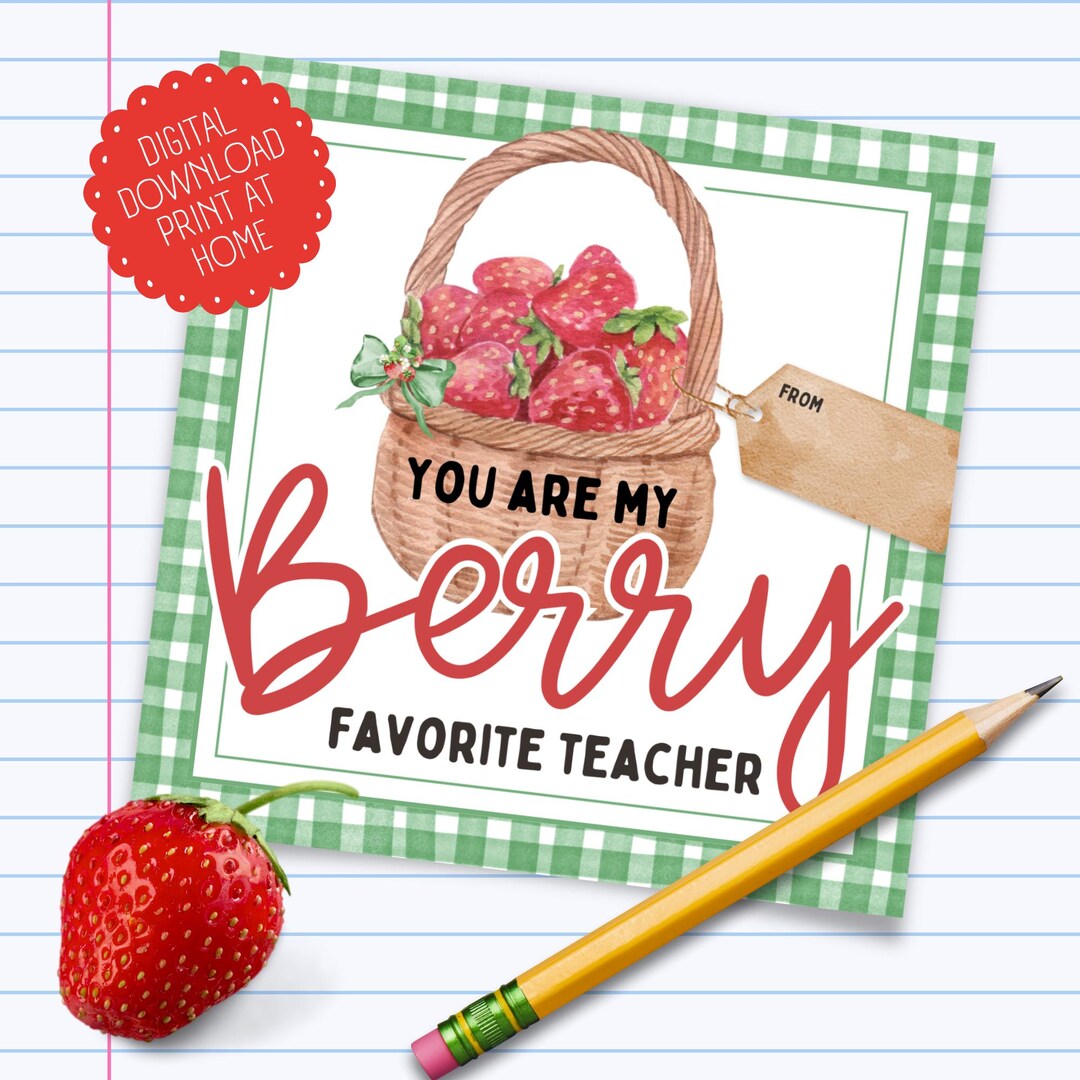 Strawberry Teacher Gift Tags Printable – End of Year Thank You Tags ...