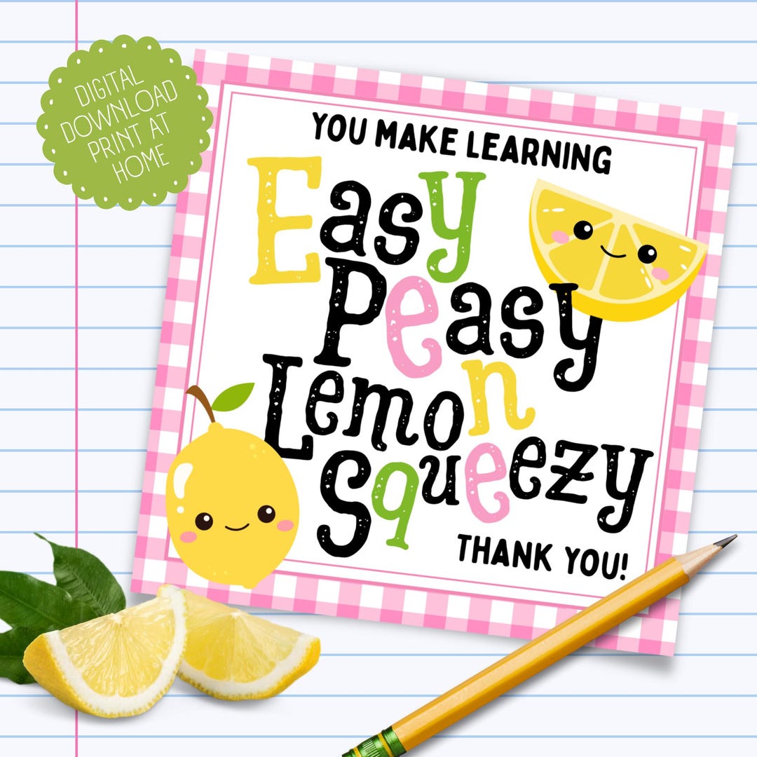 Lemon Teacher Gift Tags Printable • You Make Learning Easy Peasy • Cute ...
