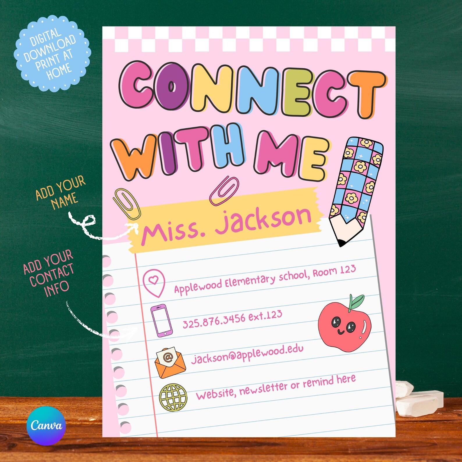 Editable Meet the Teacher Contact Cards | Back to School Printable ...