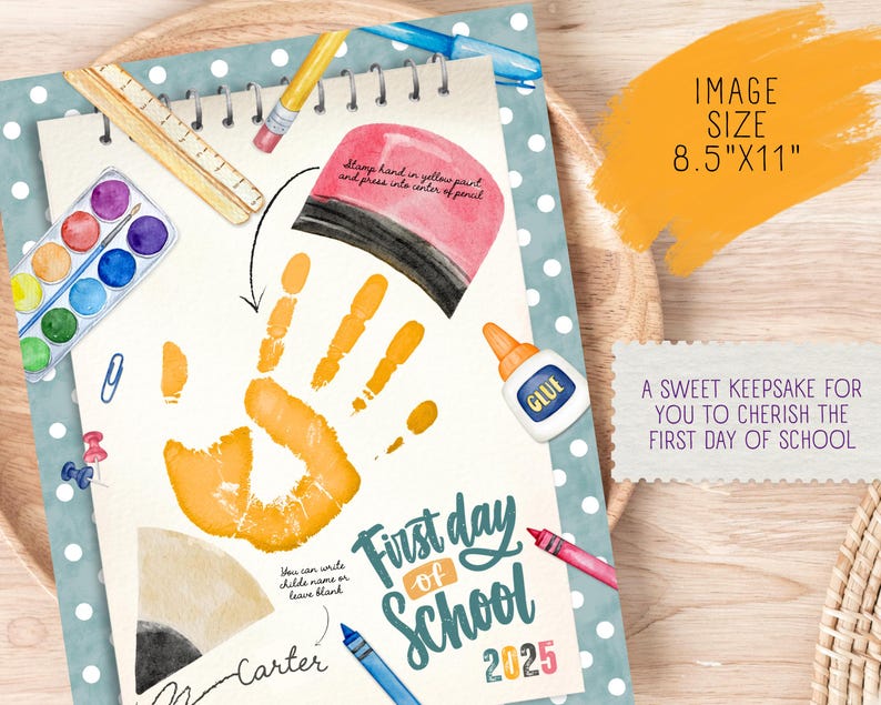 First Day of School Handprint Craft – Pencil Keepsake Printable for ...