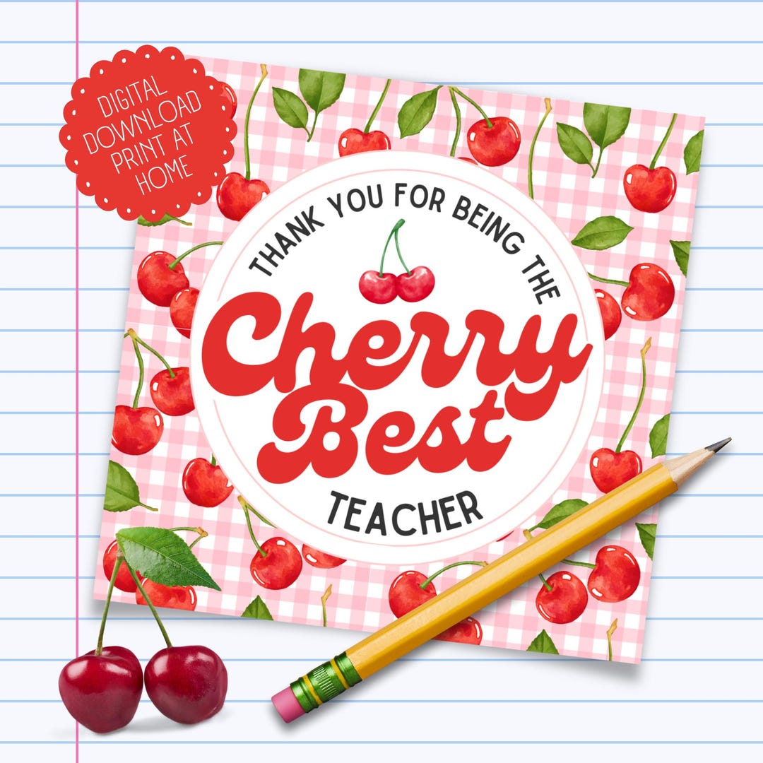 Cherry-themed Teacher Gift Tags | Digital Download | Print at Home ...