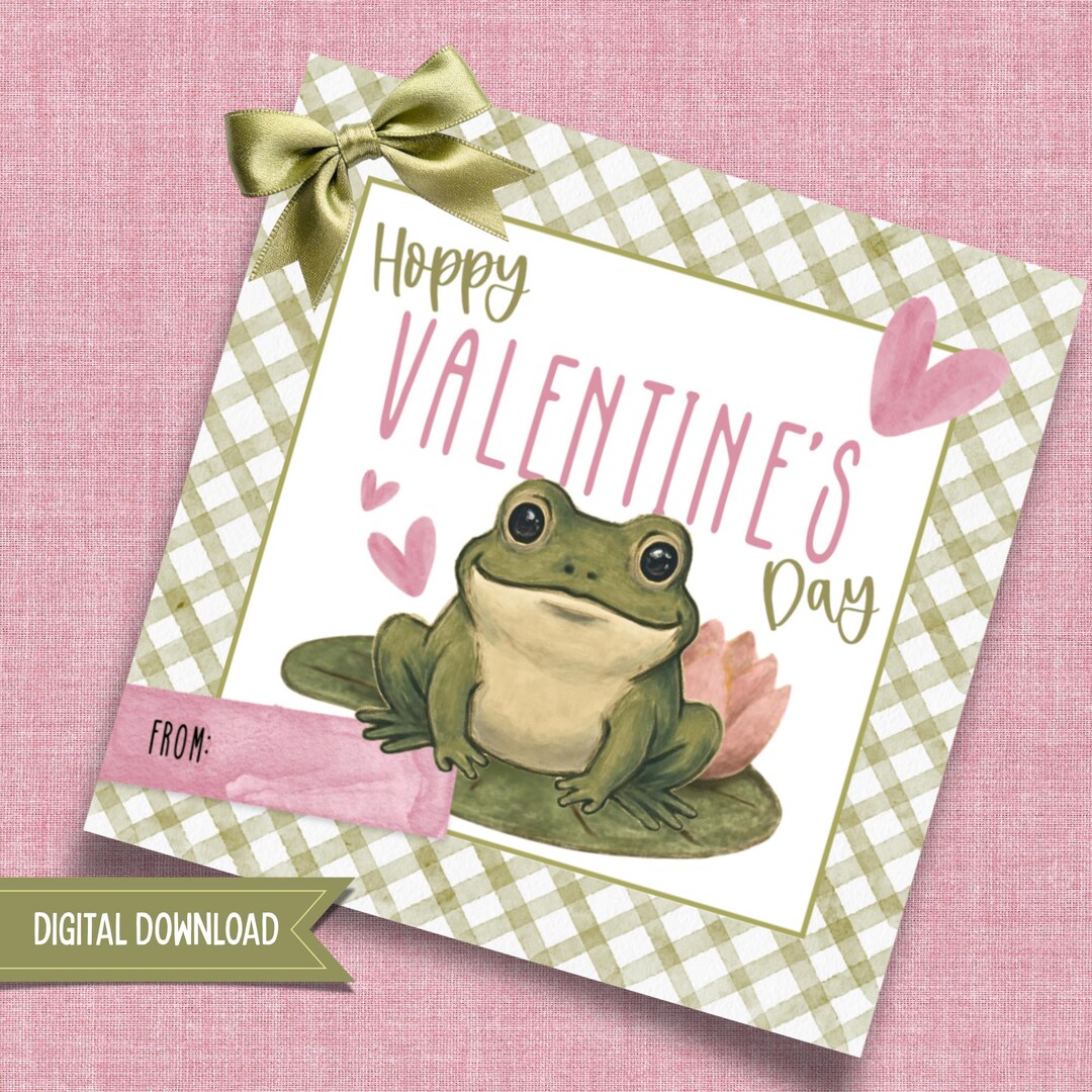 Frog Valentine Tag Printable | Kids Valentine’s Day Classroom Cards ...