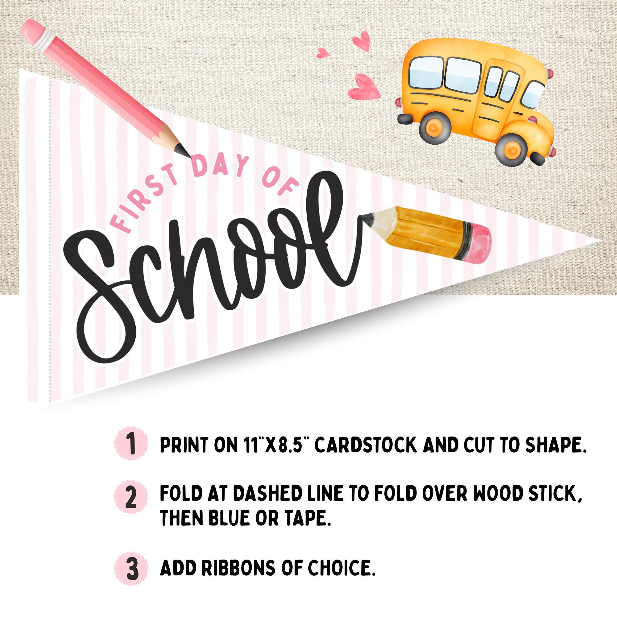 First and Last Day of School Pennant Flag Printable | Grade Sign | Back ...