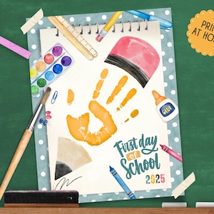 First Day of School Handprint Craft – Pencil Keepsake Printable for ...